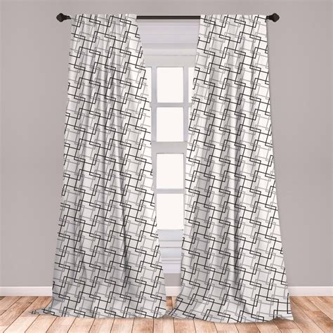 Geometric Curtains 2 Panels Set Minimalist Pattern With Intersecting