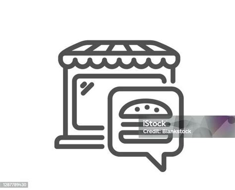 식품 시장 라인 아이콘 패스트 푸드 레스토랑 표지판 벡터 고급에 대한 스톡 벡터 아트 및 기타 이미지 고급 기포 디자인