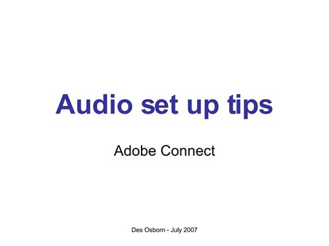 Audio Set Up Tips PPT Digital Audio Computer Software And Applications