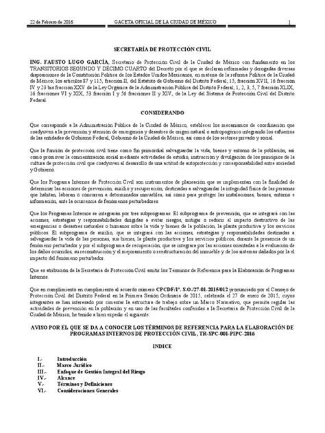 Tr Spc 001 Pipc 2016 Descargar Gratis Pdf Defensa Civil México