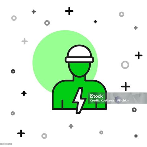 흰색 배경에 격리 된 윤곽 전기 기술자 엔지니어 아이콘 벡터 가공의 인물에 대한 스톡 벡터 아트 및 기타 이미지 가공의 인물 가득 찬 건설 산업 Istock