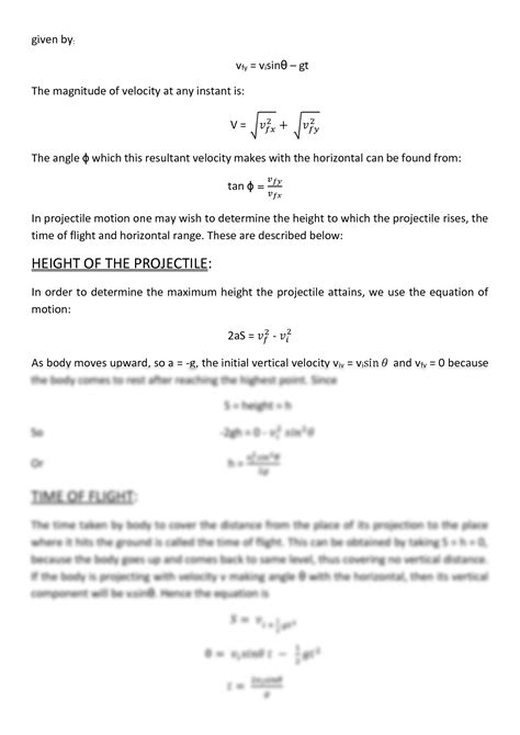 SOLUTION Projectile Motion Notes Converted Studypool