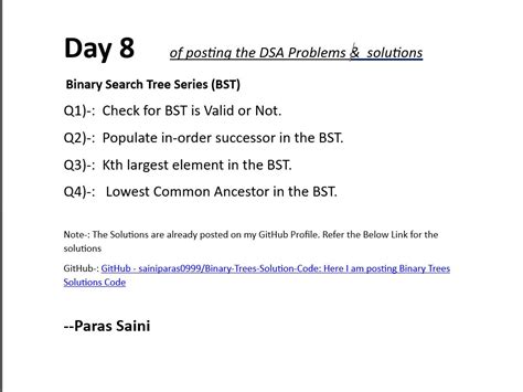 Today Marks Day 8 Of My Journey Solving Dsa Problems Check Out My