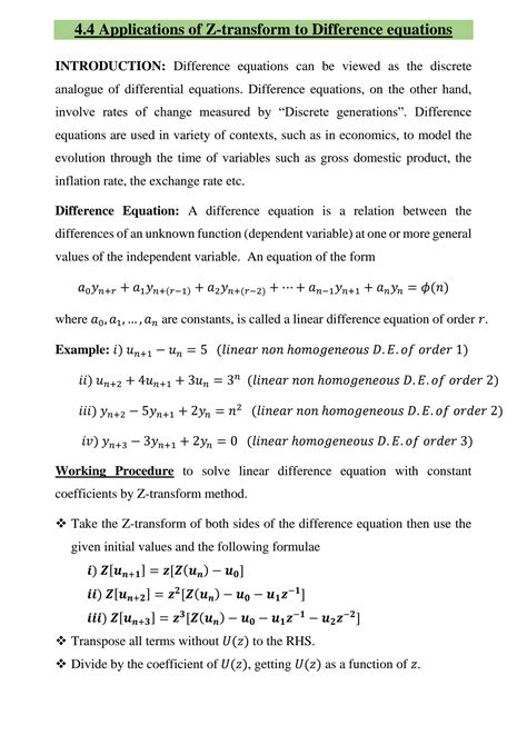 SOLUTION Application Z Transform Studypool