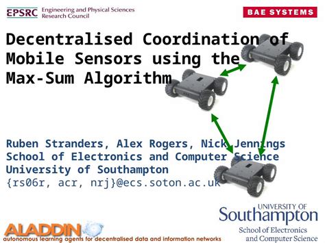 Pptx Decentralised Coordination Of Mobile Sensors Using The Max Sum Algorithm Ruben Stranders