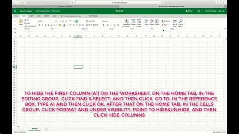 How To Hide Or Unhide First Column Of The Worksheet In Excel Onedrive