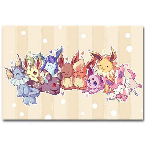 Aliexpress Buy Eevee Pokemon XY Art Silk Fabric Poster Print X X Inch Pocket