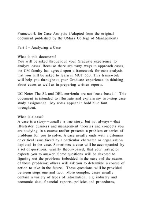 Framework For Case Analysis Adapted From The Original Document Pdf Framework For Case Analysis Adapted From The Original Document Pdf