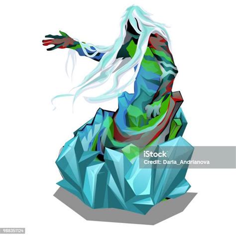 흰색 배경에 고립 된 얼음 결정에 추상적인 존재의 형태로 동상 벡터 만화일러스트 레이 션 경례에 대한 스톡 벡터 아트 및 기타 이미지 Istock