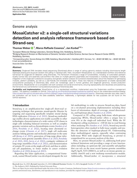 Pdf Mosaicatcher V2 A Single Cell Structural Variations Detection