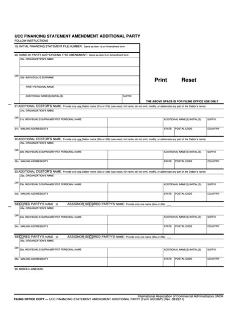 Fillable Form Ucc3ap Ucc Financing Statement Amendment Additional Party Template Printable Pdf