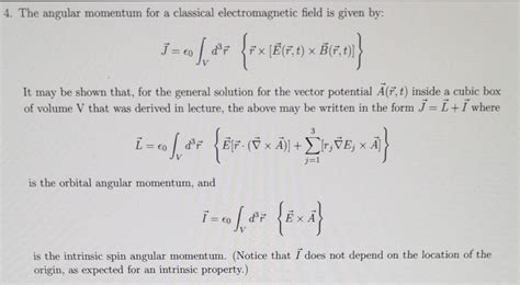 the angular momentum for a classical electromagnetic