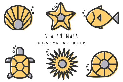 Sea Animals Vector Icons Set Svg Graphic By Ksenia Ivanova · Creative