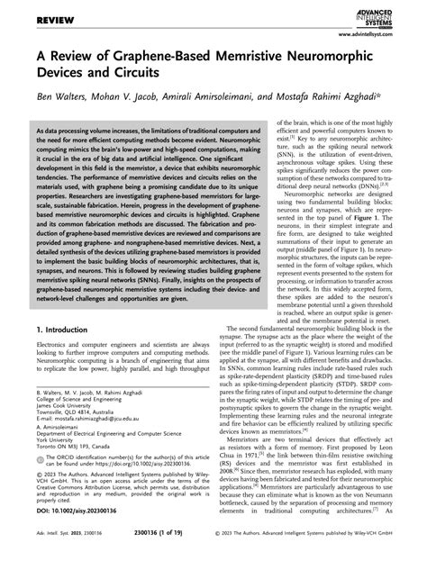 Pdf A Review Of Graphene‐based Memristive Neuromorphic Devices And