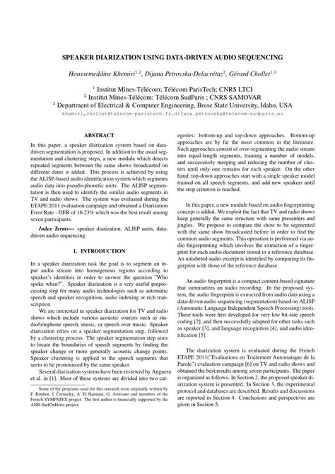 Pdf Speaker Diarization Using Data Driven Audio Sequencing