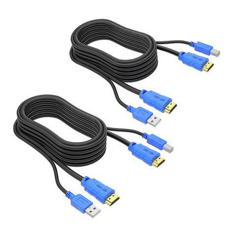 Amazon Com MT VIKI 2 Packs USB HDMI KVM Cable 10ft 4K HDMI USB A To HDMI USB B Twin Cord For