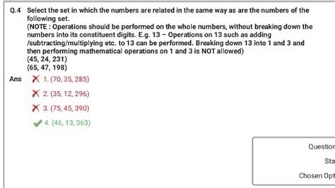 Q4 Select The Set In Which The Numbers Are Related In The Same Way As Ar