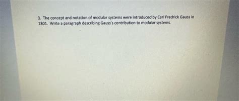 Solved 3 The Concept And Notation Of Modular Systems Were