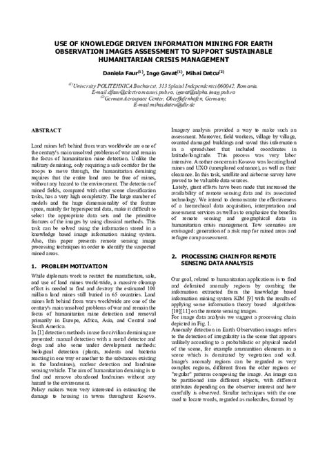 pdf use of knowledge driven information mining for earth observation