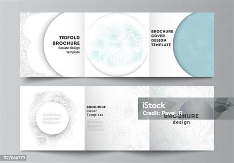 최소한의 벡터 편집 레이아웃 사각형 형식의 브로슈어 전단지 잡지에 대 한 디자인 서식 파일을 다루고 있습니다 지형 등고선 지도