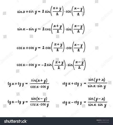 Basic Trigonometric Identitiesformulas Calculating Sums Differences Stock Vector Royalty Free
