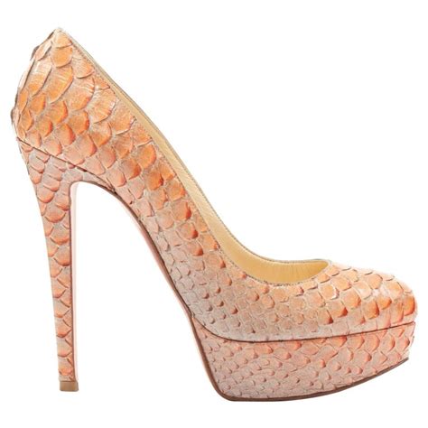 Christian Louboutin Bianca 140 Orange Genuine Python Almond Platform