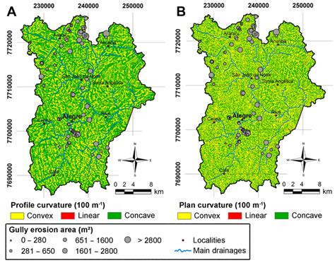 Surface Curvature Maps A Profile Curvature And B Plan Curvature