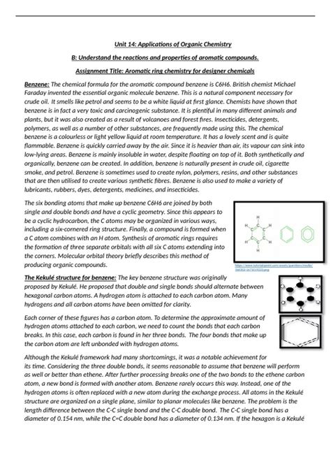 Btec Applied Science Unit 14 Assignment B Full Assignment Unit 14 Applications Of Organic