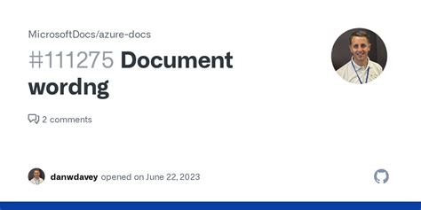 Document Wordng · Issue 111275 · Microsoftdocsazure Docs · Github