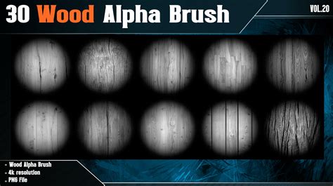 Artstation 30 Wood Alpha Brush Vol20 4k Png Free Substance