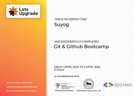 Just Completed A 3 Days Git And Github Bootcamp With Lets Upgrade Diving Suyog Gosavi