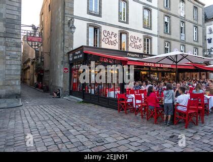 St Malo Walled Town Tourists Walking In The Old Town In Summer