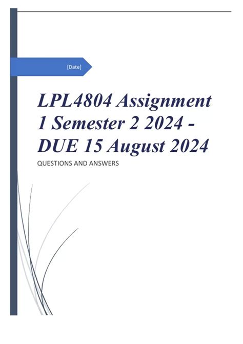 LPL Assignment Semester DUE August LPL LPL Stuvia SA