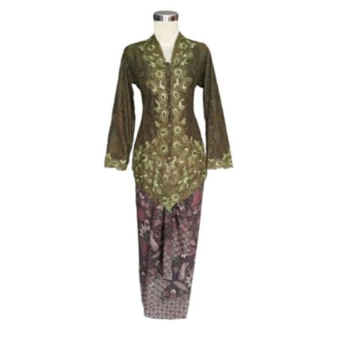 Jual Kebaya Brokat Hijau Army Furing New Shopee Indonesia