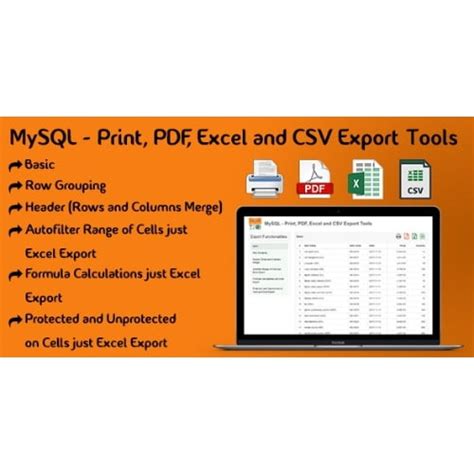 Mysql Print Pdf Excel And Csv Export Tools Digixcel