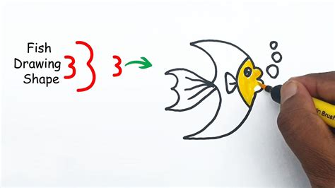 How To Draw Fish From The Number 333 Step By Step Fish Drawing Number Drawing YouTube