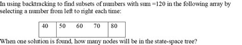 Solved In Using Backtracking To Find Subsets Of Numbers With
