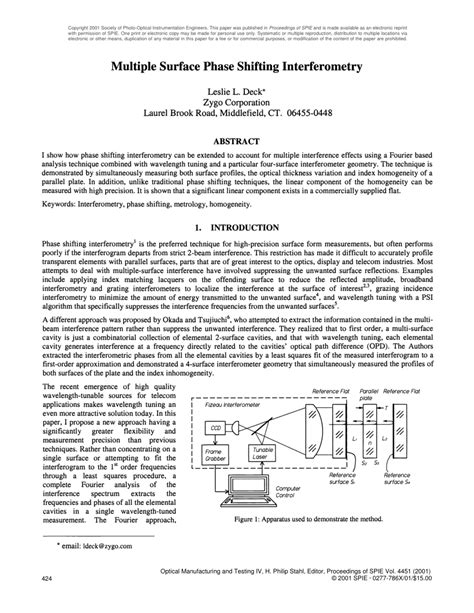 Pdf Multiple Surface Phase Shifting Interferometry