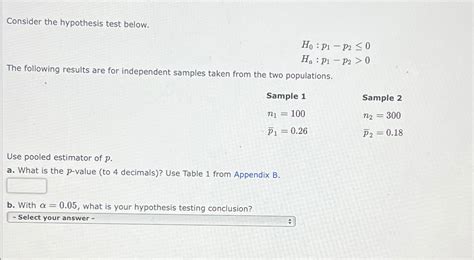Solved Consider The Hypothesis Test