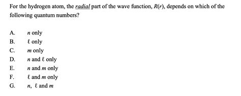 Solved For The Hydrogen Atom The Radial Part Of The Wave Chegg