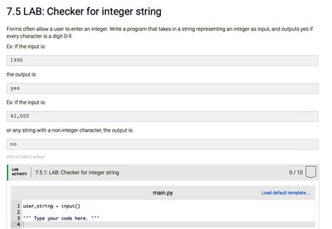 Get Answer 75 Lab Checker For Integer String Forms Often Allow A User To Enter An Integer