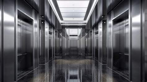 스테인리스 스틸과 3d 렌더링을 갖춘 현대적인 비즈니스 호텔의 고급스러운 엘리베이터 로비 디자인 고급 아파트 천장 호텔 인테리어 배경 일러스트 및 사진 무료 다운로드