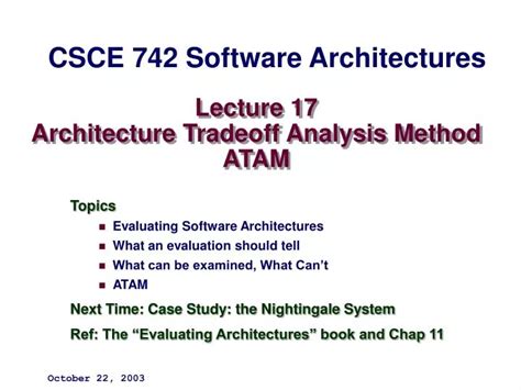 Ppt Lecture 17 Architecture Tradeoff Analysis Method Atam Powerpoint