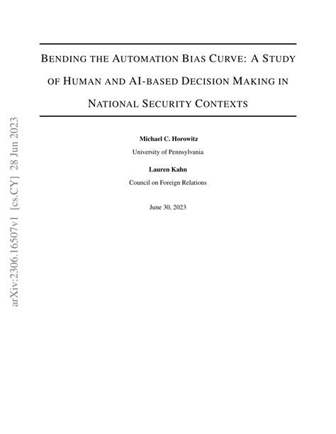 Pdf Bending The Automation Bias Curve A Study Of Human And Ai Based
