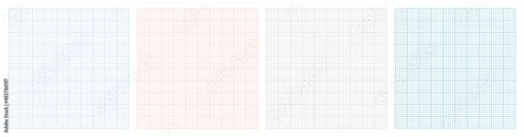 Graph Paper Seamless Pattern In Different Colors Millimeter Grid Vector Illustration Stock