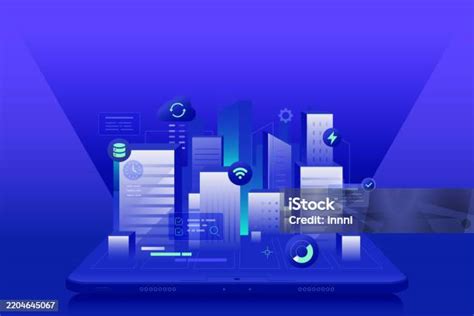 디지털 건설 빌딩 자동화 일러스트레이션 태블릿의 애플리케이션으로서의 빌딩의 스마트 건설 Iot 기술 개념 3차원 인쇄에 대한 스톡 벡터 아트 및 기타 이미지 Istock