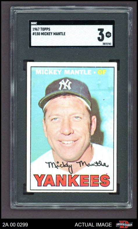 1967 Topps 150 Mickey Mantle Yankees Hof Sgc 3 Vg Ebay