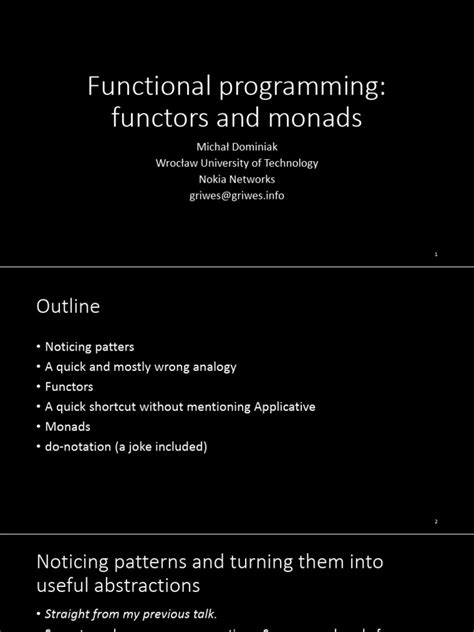 Functional Programming Functors And Monads Michał Dominiak Cppcon