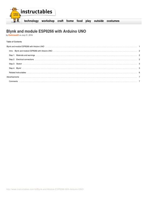 Blynk And Module Esp8266 With Arduino Uno Pdf Arduino Computer Networking