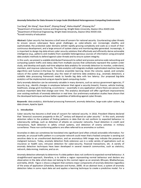 Anomaly Detection For Data Streams In Large Scale Distributed Heterogeneous Computing